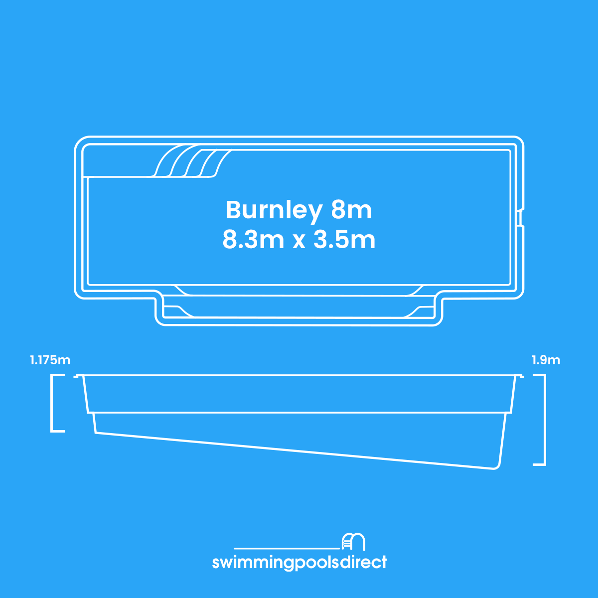 Bourke 8M Fibreglass Pool | Swimming Pools Direct