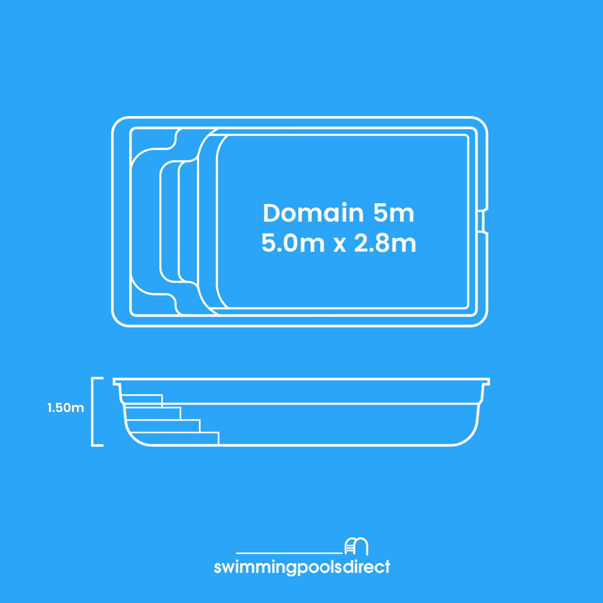 Collins 6x2.8M Fibreglass Pool | Swimming Pools Direct