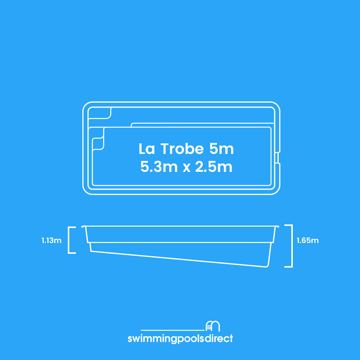 La Trobe 5M Fibreglass Pool | Swimming Pools Direct